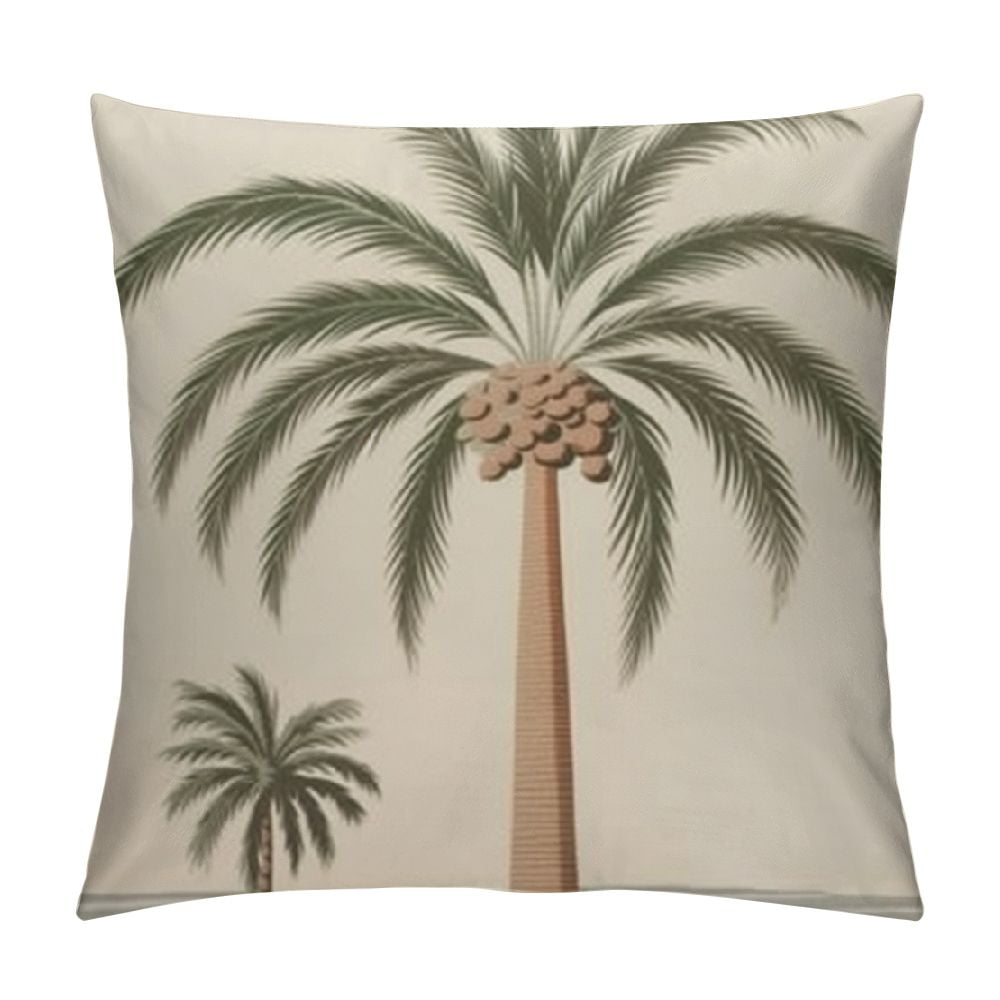 COMIO Pillow Covers Khaki Tropical Coconut Palm Tree Throw Pillow ...