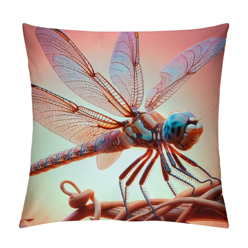 COMIO Pillow Covers Nature Dragonfly Insect Green Body,Decorative Throw ...