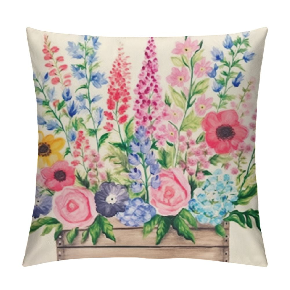 COMIO Pillow Covers Spring Outdoor Pink Flower Floral Bloom Bicycle ...