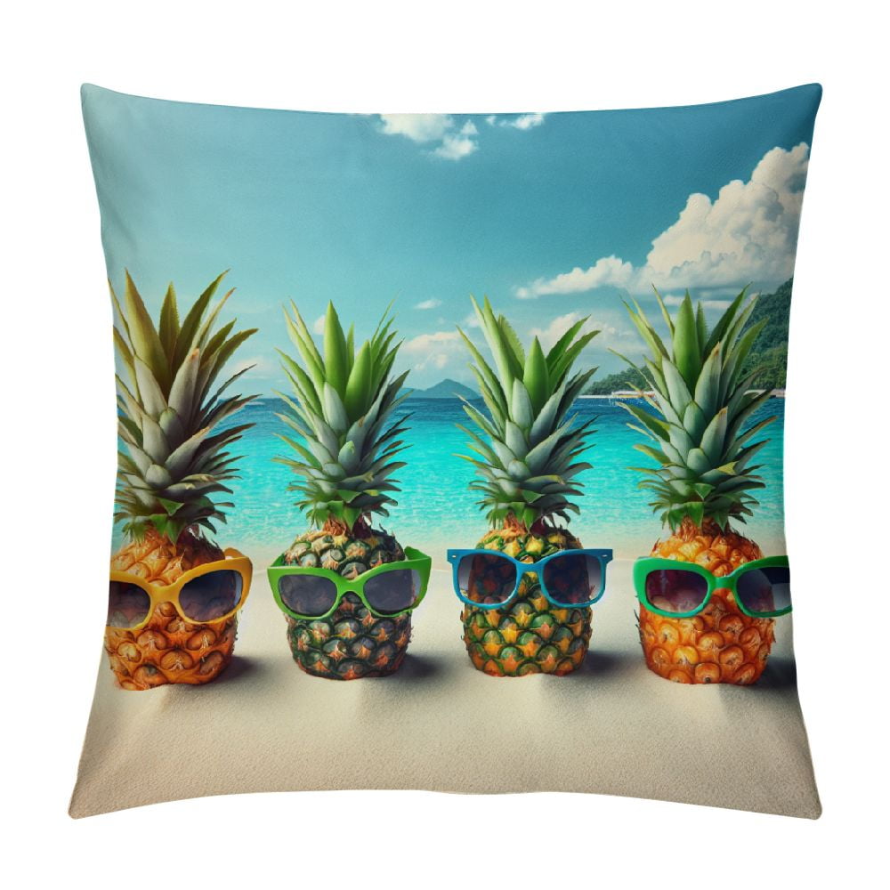 COMIO Pillow Covers, Summer Pineapple Family Decorative Throw Pillow ...