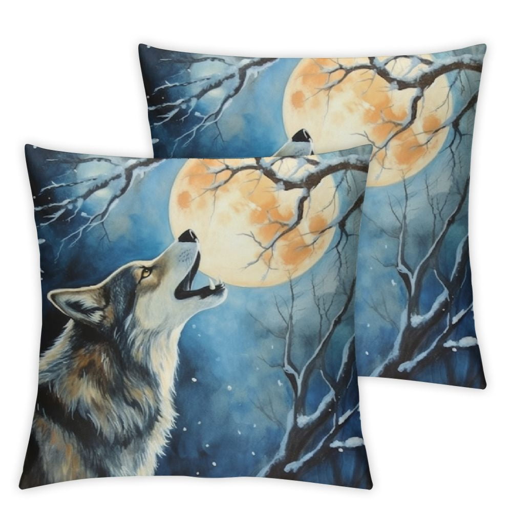 COMIO Pillow Covers White Wolf Wolves Howling 2-Piece Short Plush ...