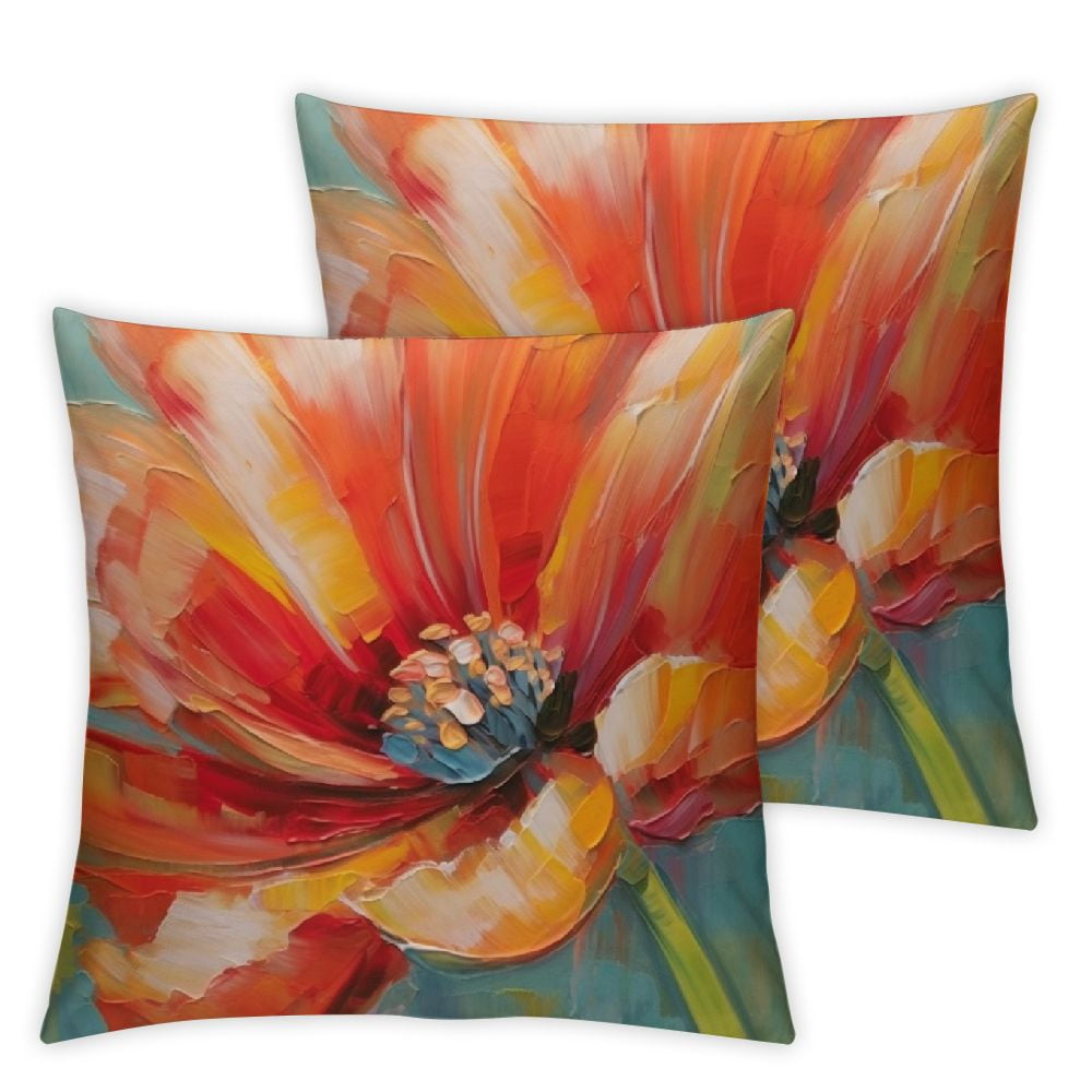 COMIO Pillowcase 2-Pack Short Plush Pillow Cover Floral Pretty Poppy ...