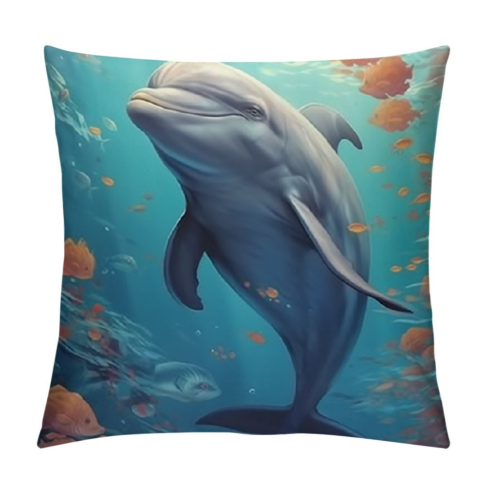 COMIO Pillowcase Dolphin Marine Animals Square Soft Double Side Print ...