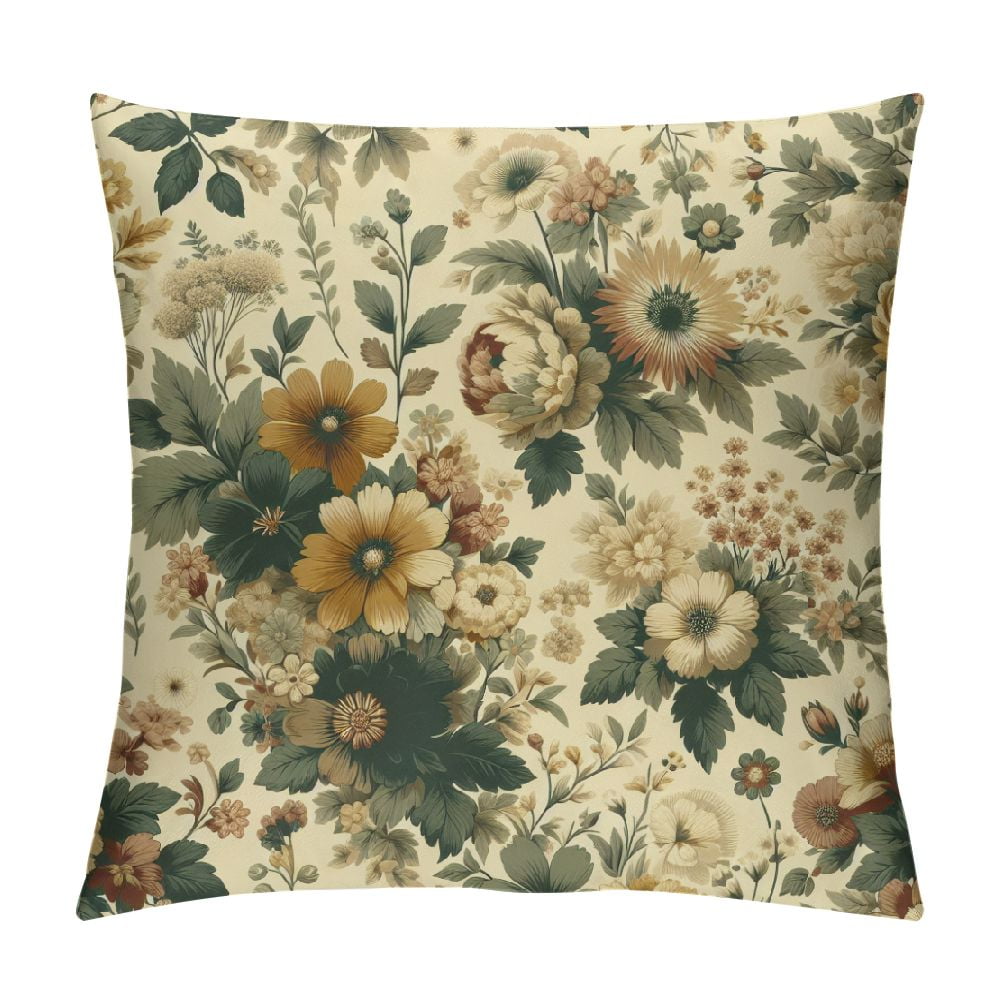 COMIO Pillowcase with Vintage Chic Floral Pattern Printed Flower Pillow ...