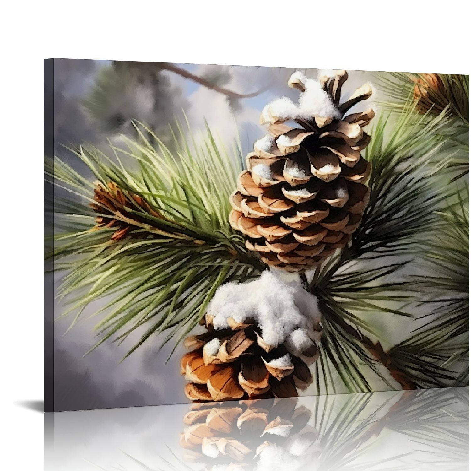 COMIO Pine Cones Wall Art Canvas Print Pictures - Christmas Winter Snow ...