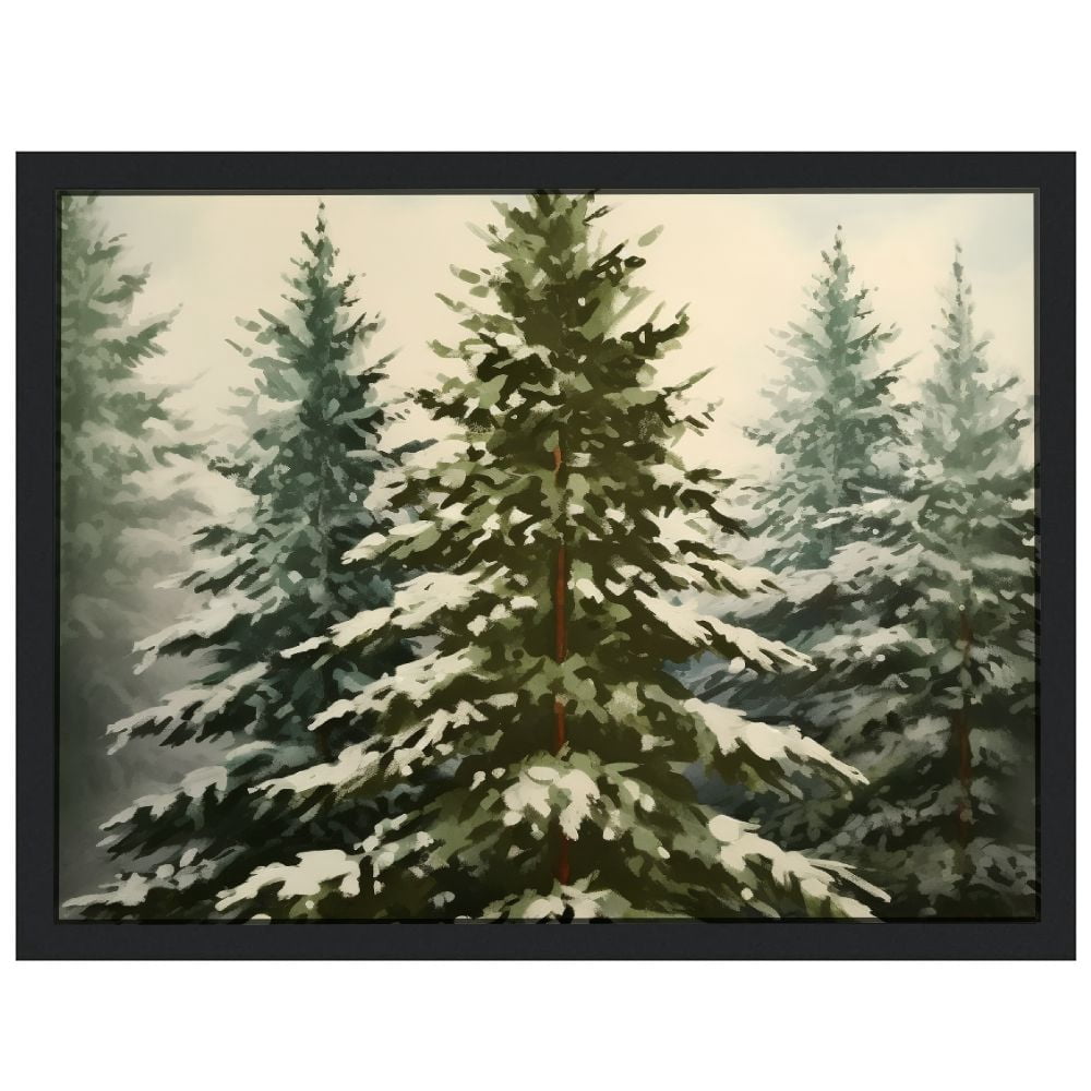 COMIO Pine Tree Winter Snow Green Forest Framed Wall Art 16x12in ...