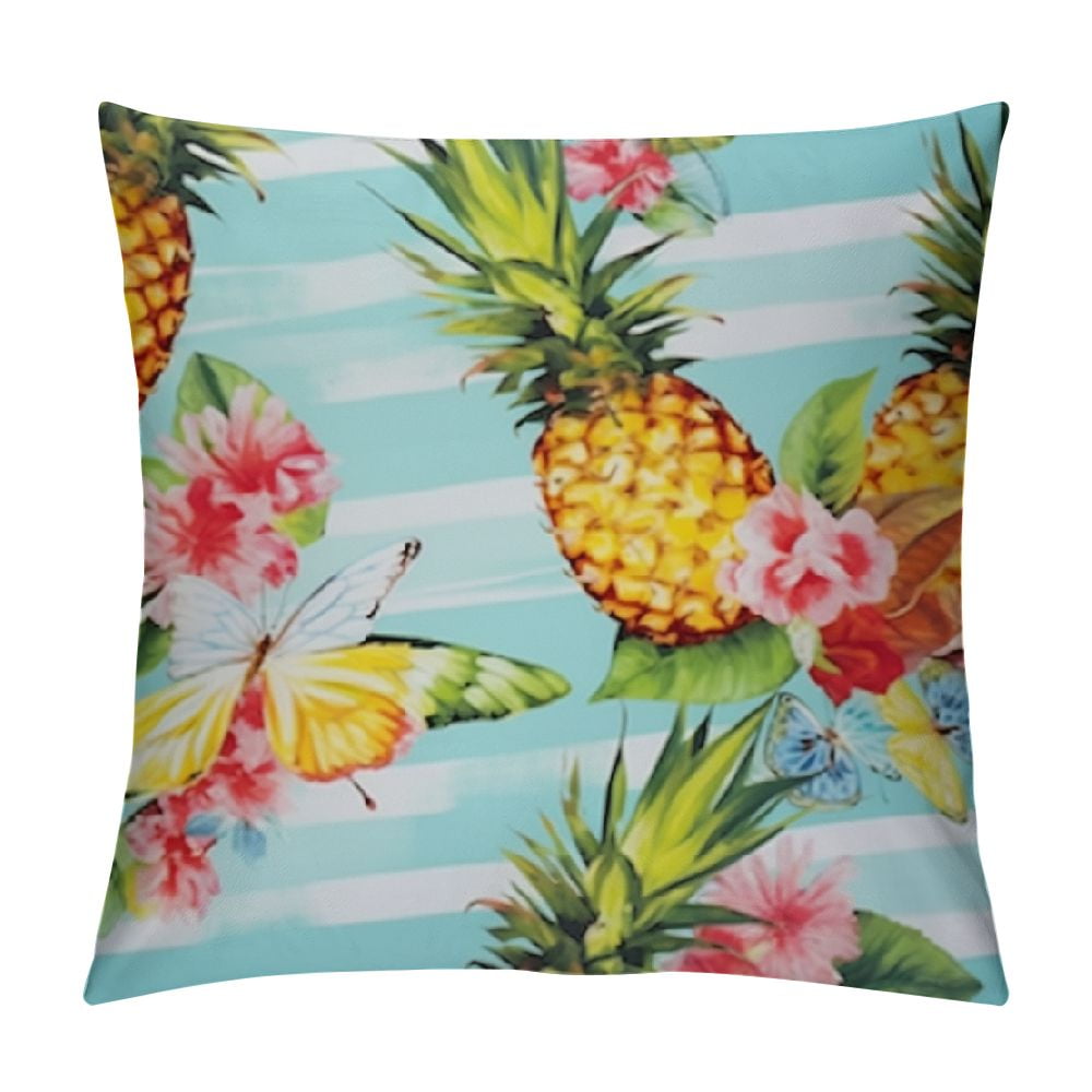 COMIO Pineapple Throw Pillow Covers Tropical Fruit Summer Decorative ...