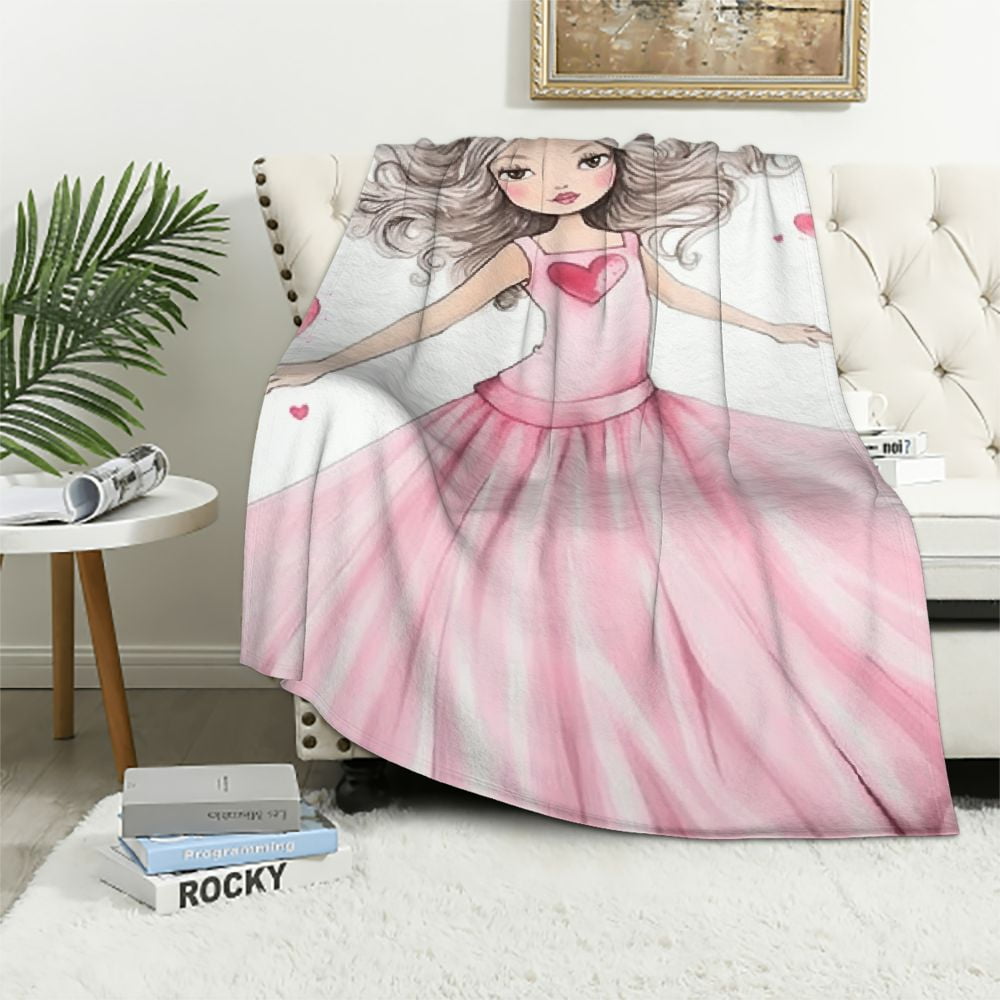 COMIO Pink Ballet Girl Blanket Dancer Throw Blanket for Bed, Cute ...