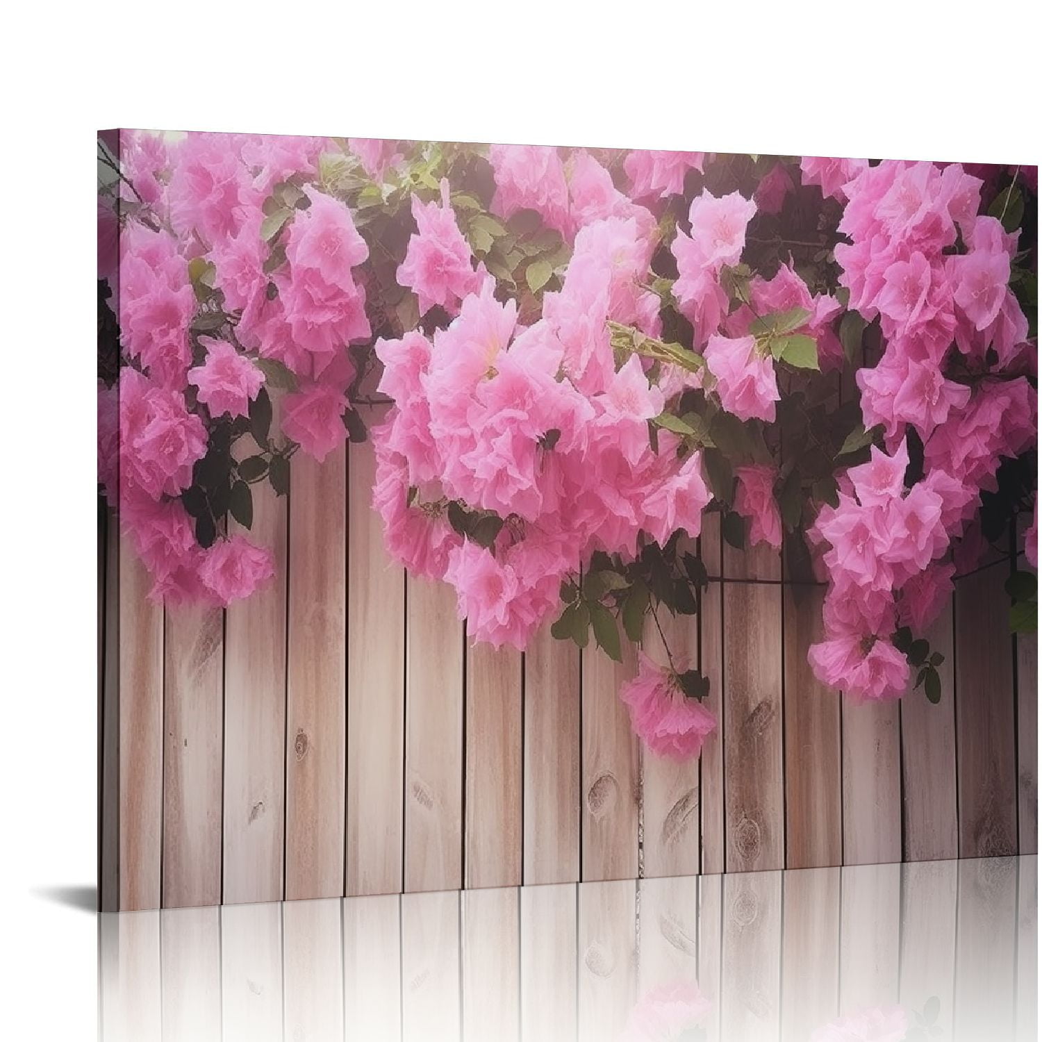 MLJA Pink Bougainvillea Flower Painting Plant Floral Blossom Green Leaf ...