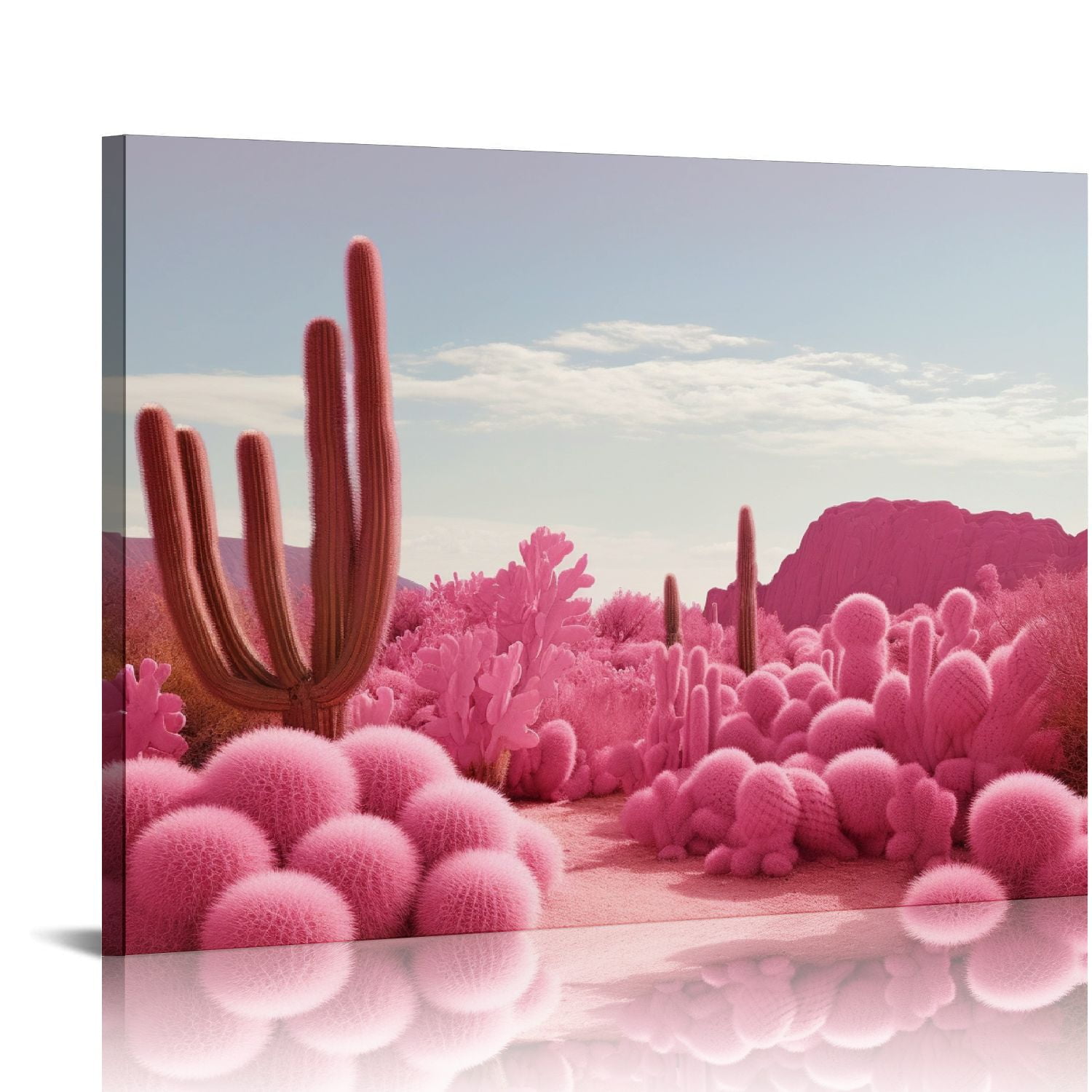 COMIO Pink Cactus and Horse Wall Art - Walmart.com