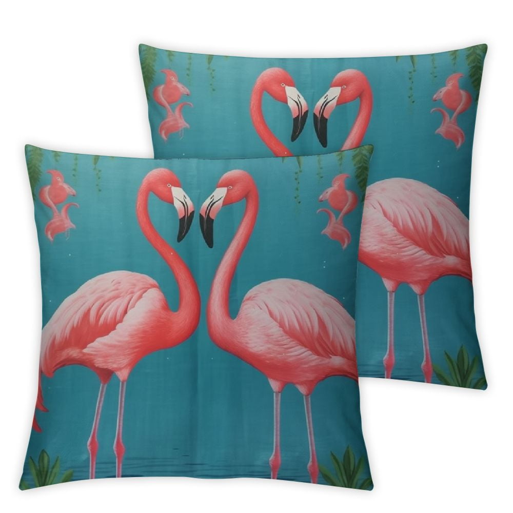 COMIO Pink Flamingo Throw Pillow Covers Flamingo Standing on Tropical ...