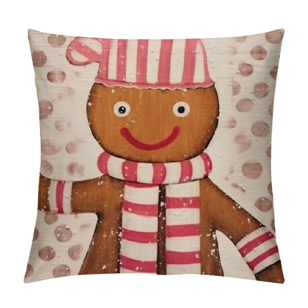 COMIO Pink Gingerbread Decor Pillow Cover Gingerbread Man Pink and ...