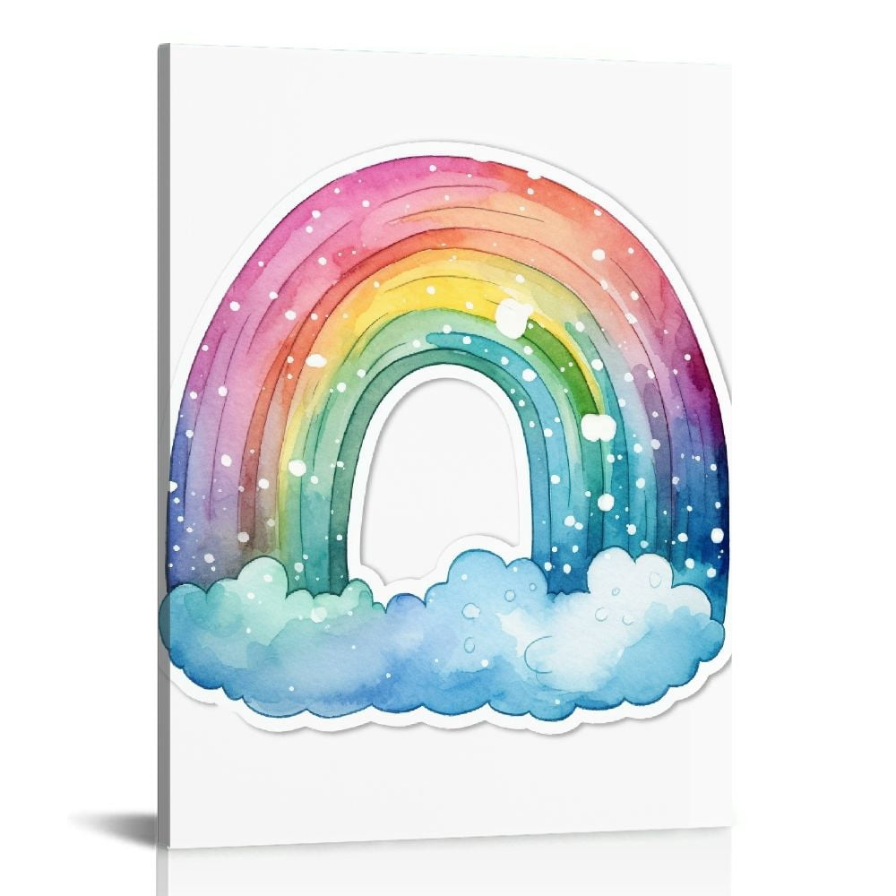 COMIO Pink Nursery Wall Art Decor Baby Girl Canvas Rainbow Pastel Wall ...