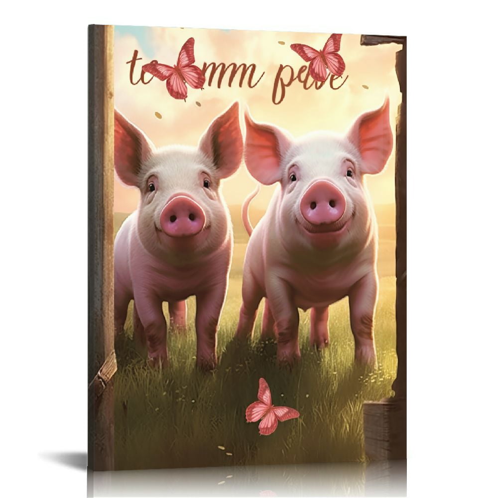 COMIO Pink Pig Wall Art Funny and Cute Pig Pictures Canvas Print Wall ...