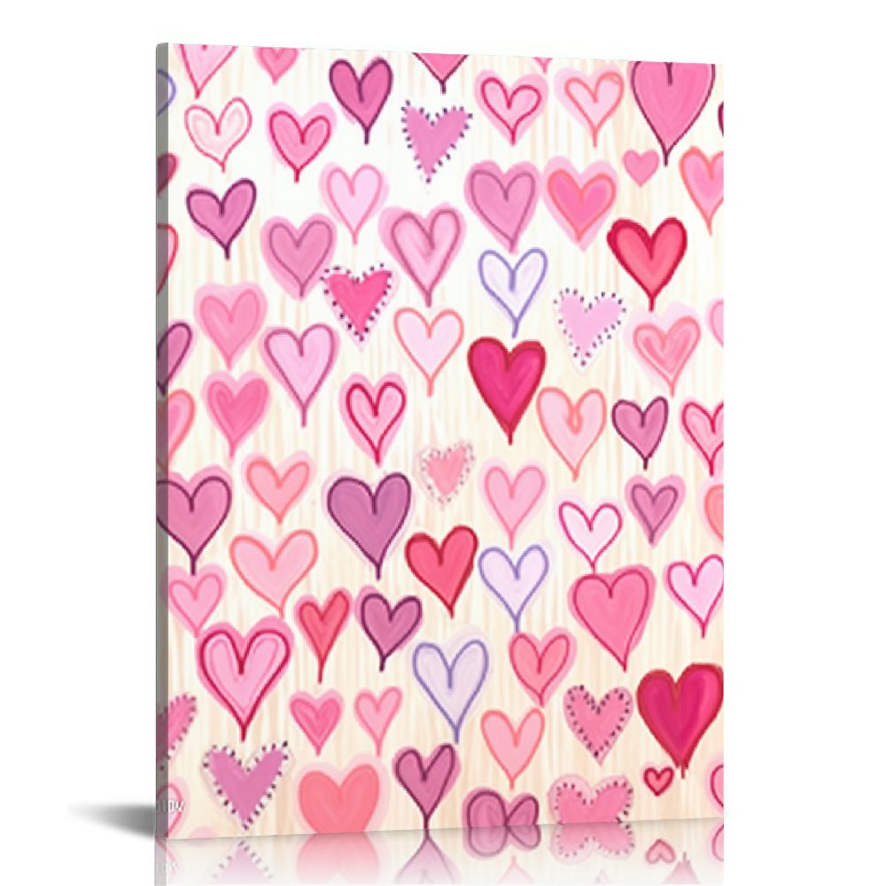 COMIO Pink Preppy Poster Canvas wall art Print Graffiti Hearts Wall ...