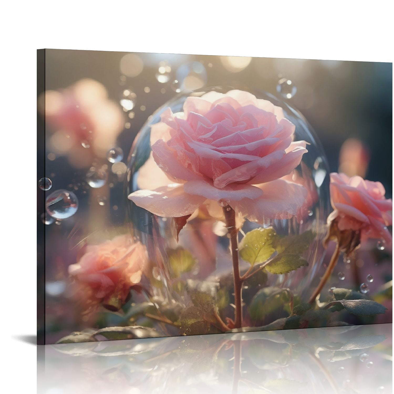 COMIO Pink Rose Canvas Wall Art inches Floral Wall Decor | Printed ...