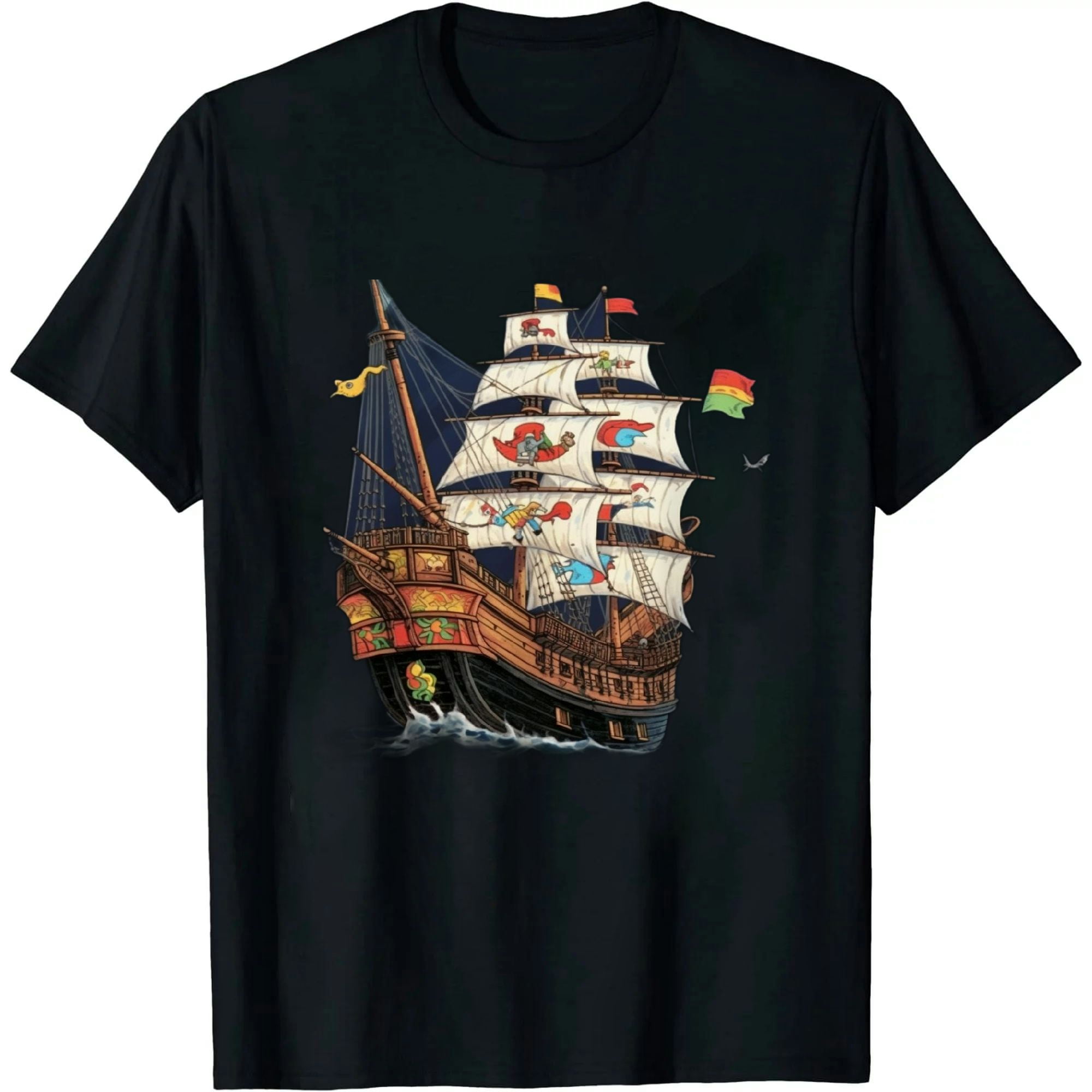 COMIO Pirate Ship Nautical Boat Pirate Flag Funny Gift T-Shirt ...
