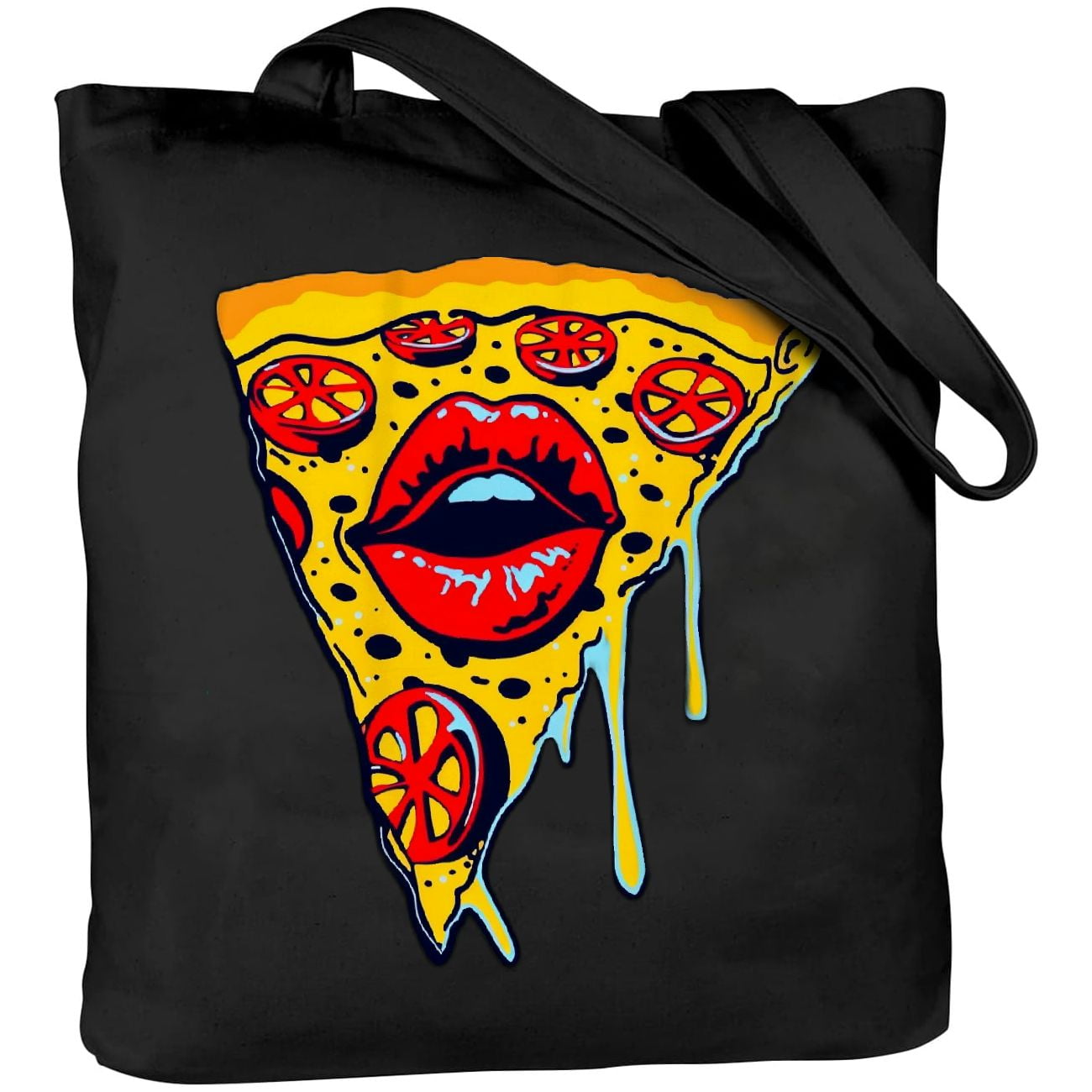 QZHH Pizza Mouth Lips Portable Tote Bag Women's Shopping Bag Large ...
