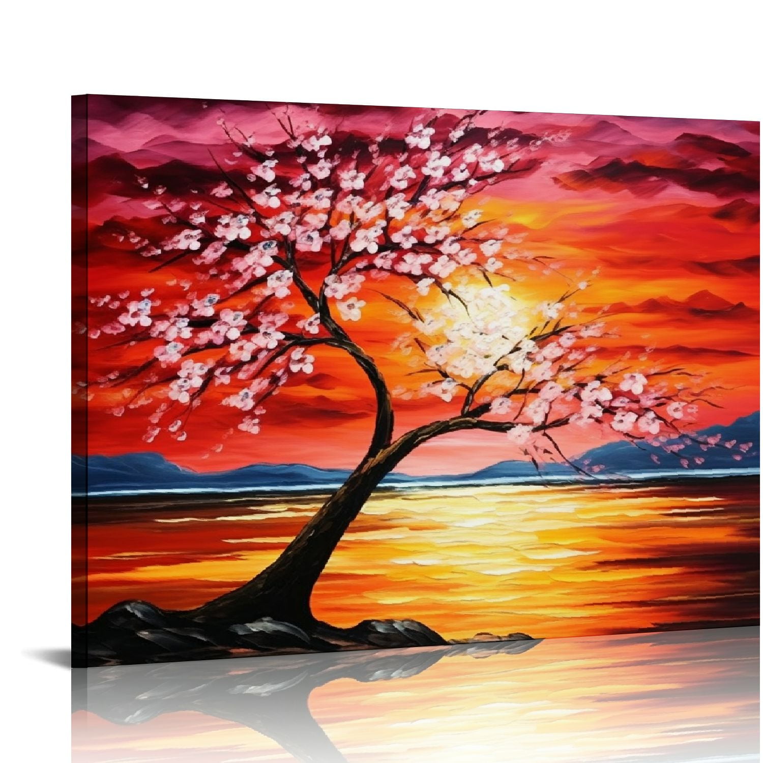 COMIO Plum Tree Blossom Flowers Extra Large Gallery Wrapped Giclee ...