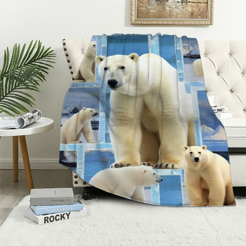 COMIO Polar Bear Blanket for Women Girls Soft Cozy Polar Bear Stuff ...