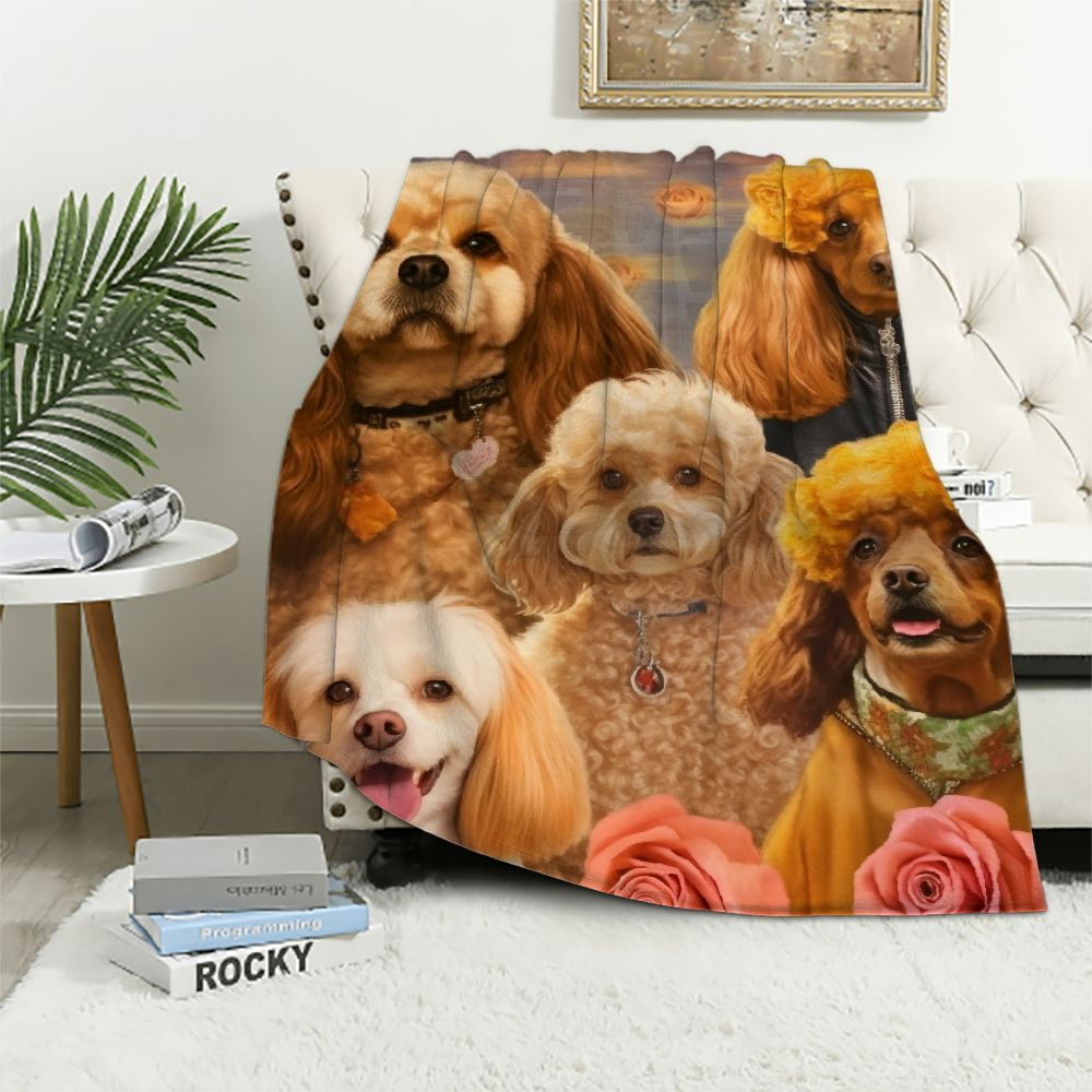 COMIO Poodle Dog Blanket,Super Soft Dogs Flannel Blanket Throw,Poodle ...