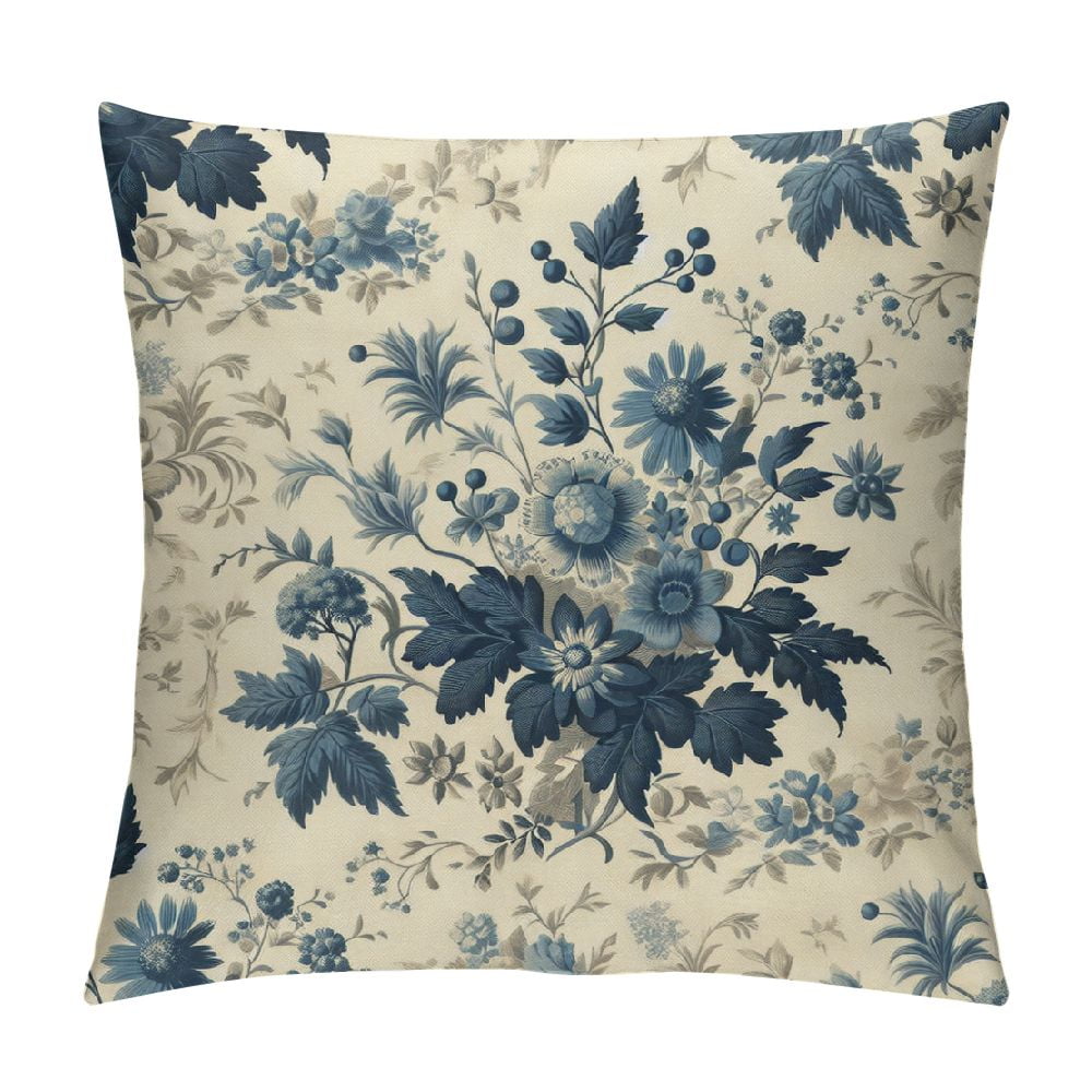 COMIO Porcelain Throw Pillow Covers Classic Chinoiserie Blue and White ...