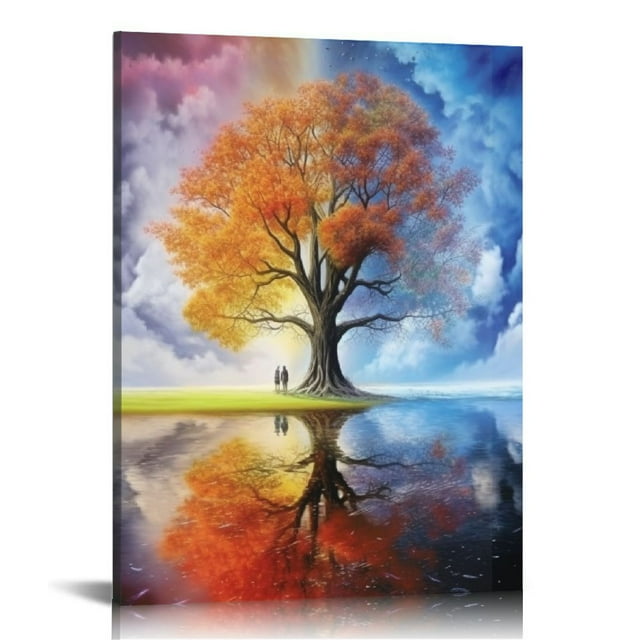 COMIO Posters & Prints Four Season Tree of Life Poster Canvas Wall Art ...