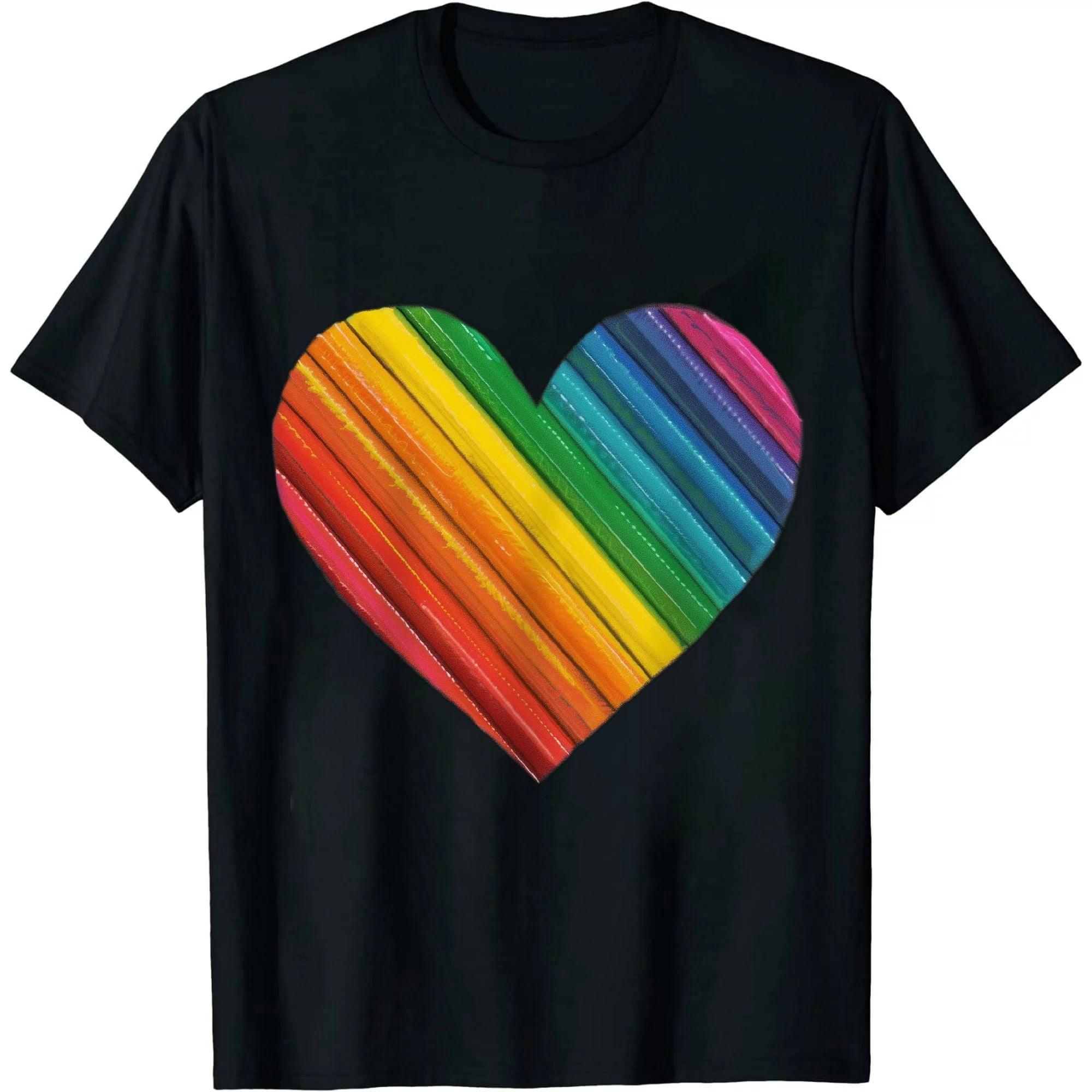 QZHH Pride Shirts for Women Rainbows Heart Print Graphic T-Shirt LGBT ...