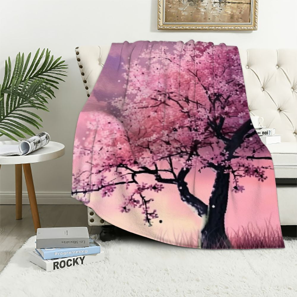 COMIO Print with The Cherry Blossom Tree Throw Blanket Soft and ...