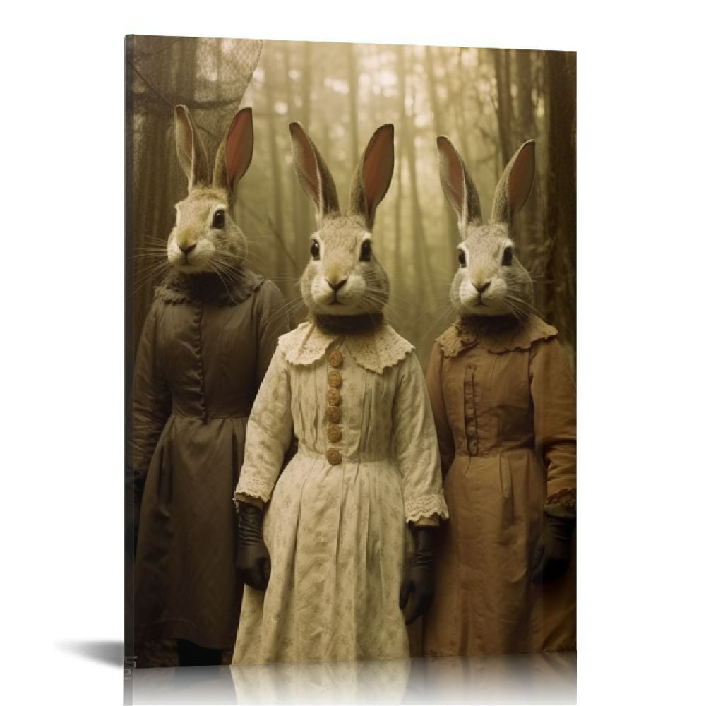 COMIO Printed Canvas Wall Art Rabbit Cult Of The Forest Art Poster ...