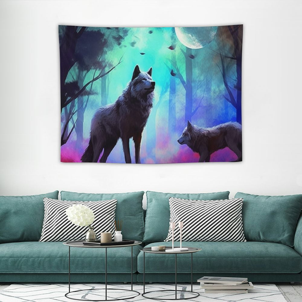 COMIO Psychedelic Wolf Tapestry Predator Wolves Howling on Mountain ...
