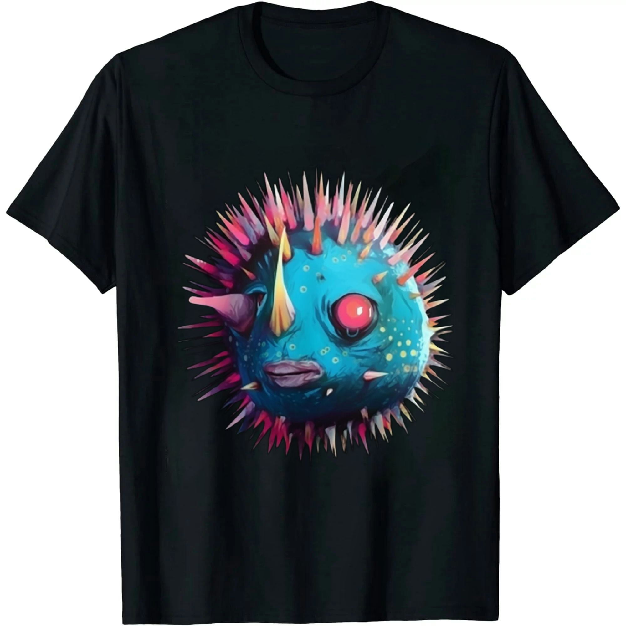 COMIO Punk Fish Pufferfish Sea Cute Character Funny T-shirt - Walmart.com