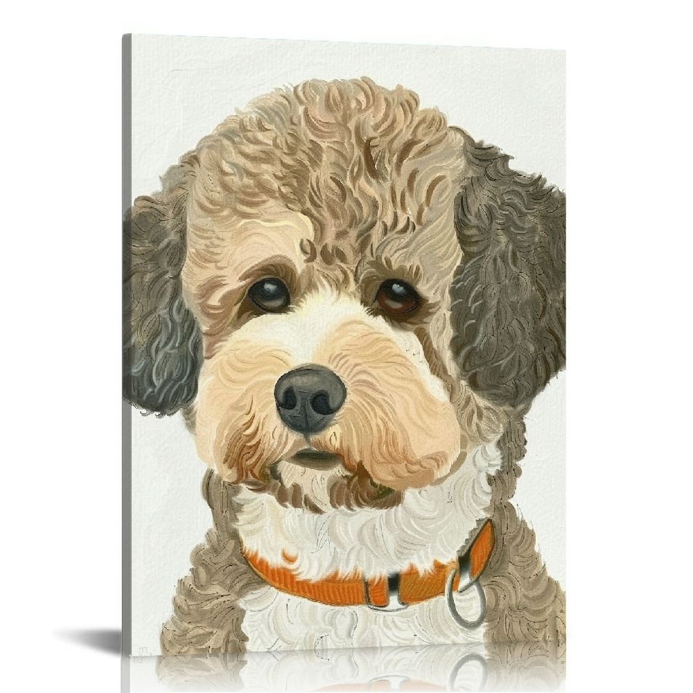 COMIO Puppy Wall Art, Cute Cartoon Dog Painting, Framed Animal Themed ...