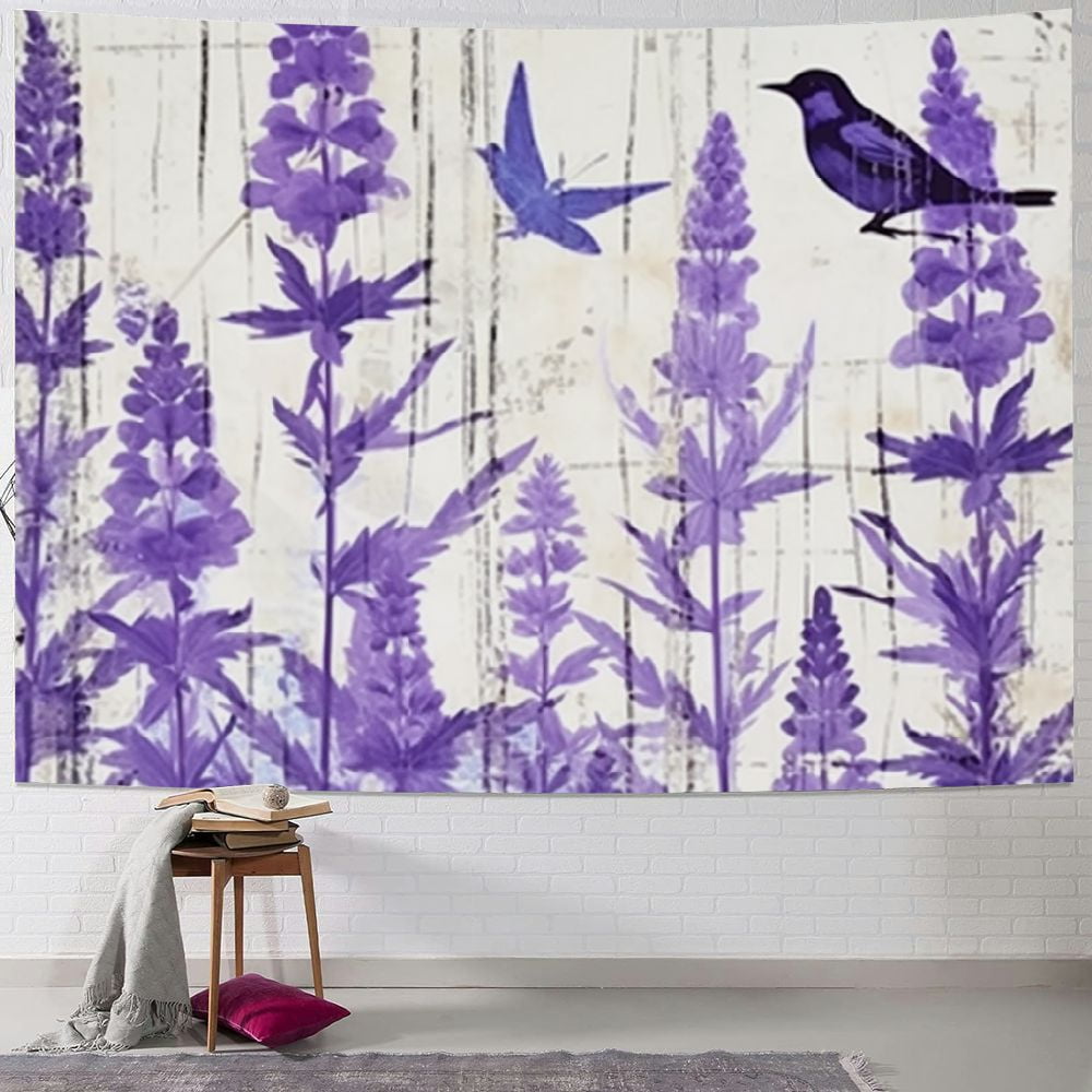 COMIO Purple Flower Hanging Tapestry, Easy Care, Lightweight, Three ...