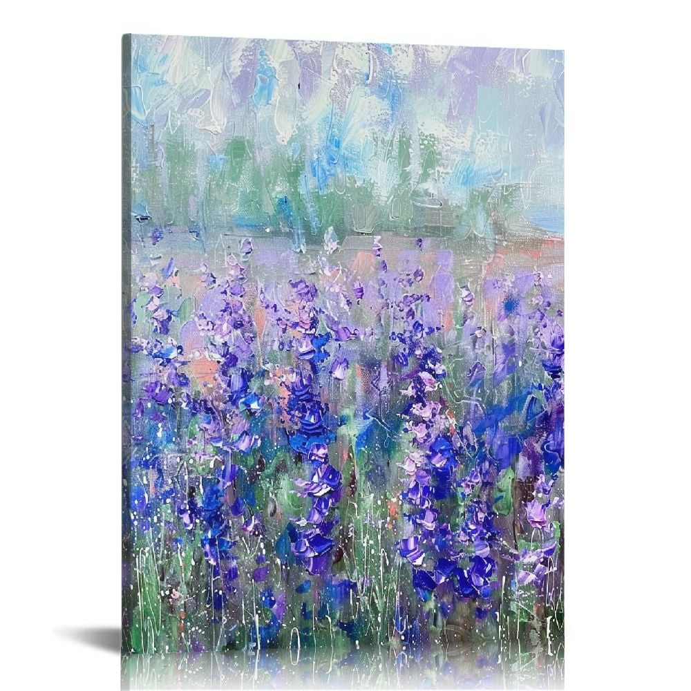 COMIO Purple Wall Decor Abstract Lavender Canvas Wall Art Botanical ...