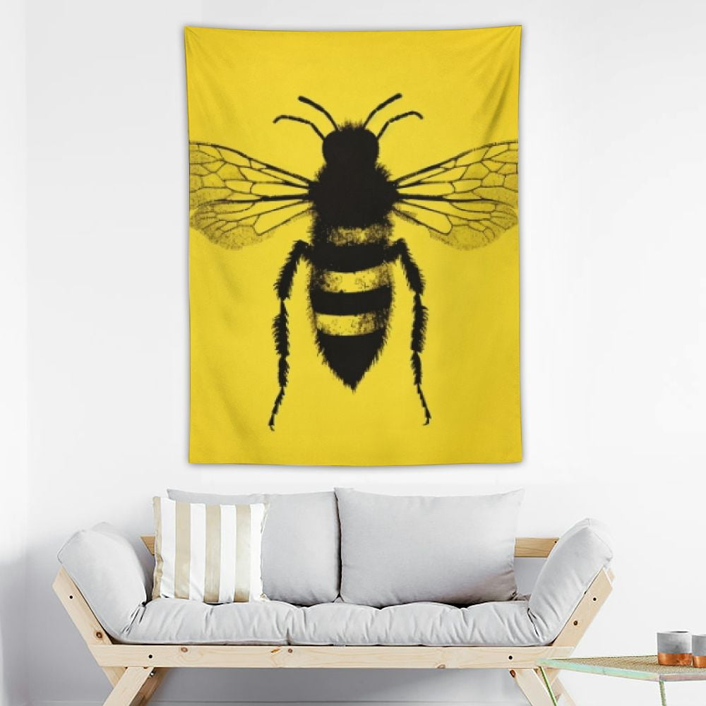 COMIO Queen Bee Tapestry, Silhouette of Honeybee with Stripped Design ...