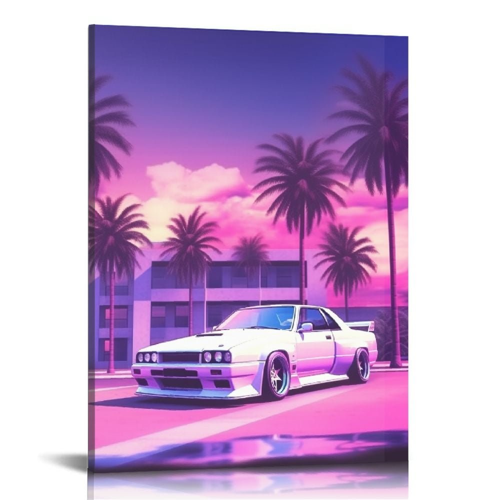COMIO R34 Jdm Car Vaporwave Art Poster Art Print Wall Poster Canvas ...
