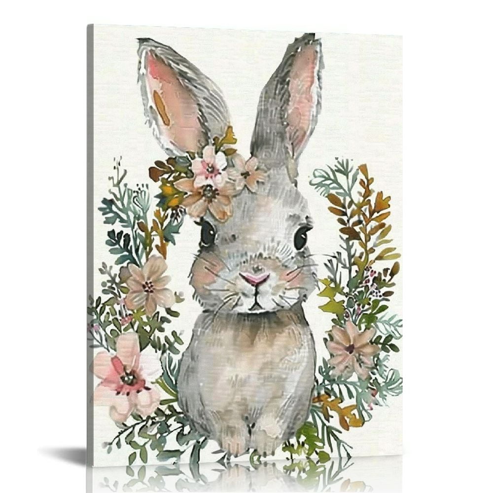COMIO Rabbit Canvas Wall Art Nursery Artwork Canvas Animal Picture With ...