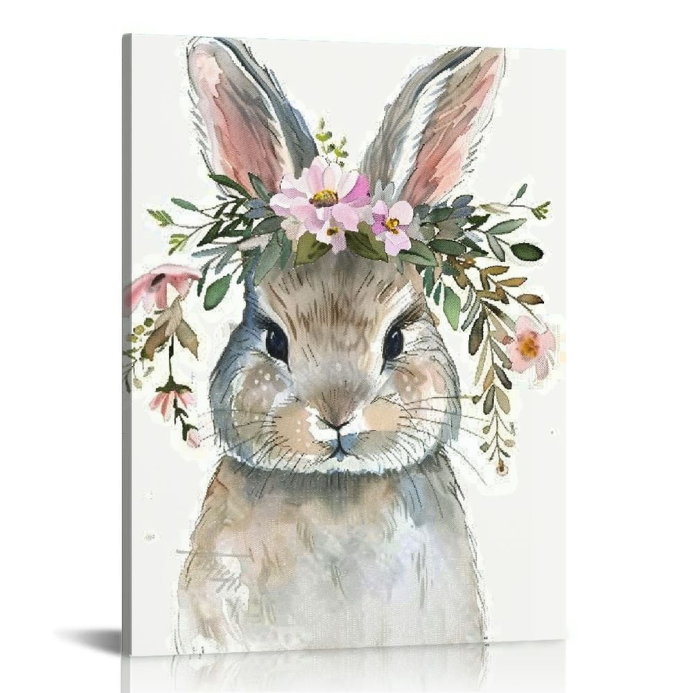 COMIO Rabbit Canvas Wall Art Nursery Artwork Canvas Animal Picture With ...