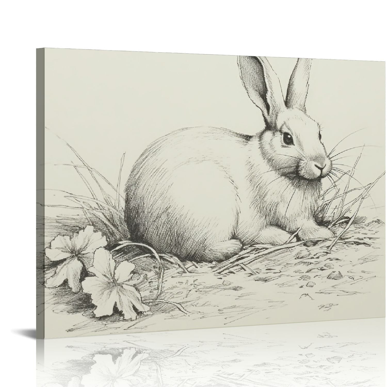COMIO Rabbit Easter Bunny Drawing Etching Rustic Gray Picture Cute ...