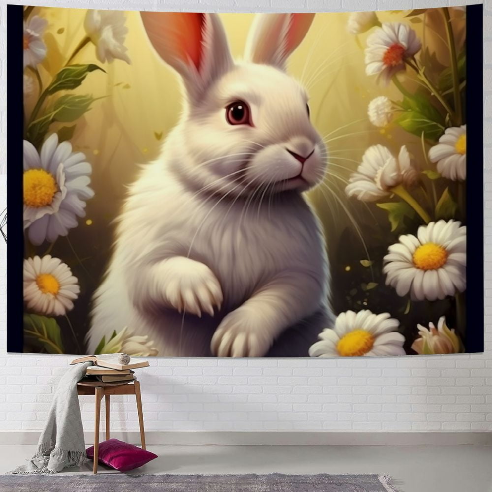 COMIO Rabbit and Flower Tapestries, Easy Care, Lightweight, Three Sizes ...