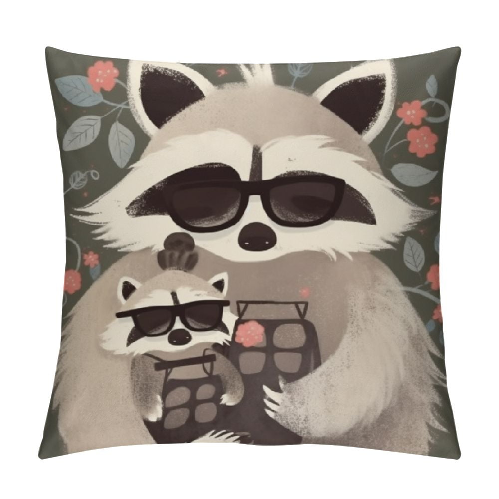 COMIO Raccoon Fathers Day Throw Pillow Covers Pillow Cases Square ...