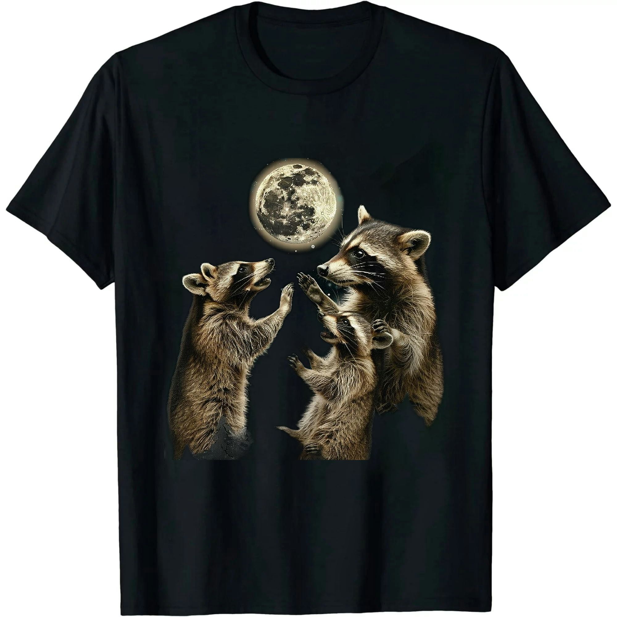 COMIO Raccoon Shirt | 3 Racoons Howling At Moon Funny Weird Cursed T ...