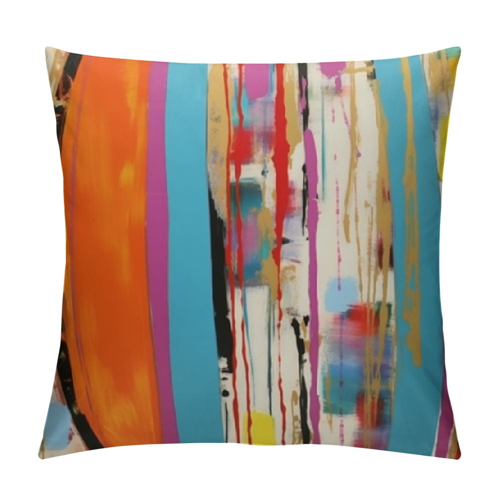 COMIO Rainbow Abstract Throw Pillow Covers Art Vibrant Multicolored ...