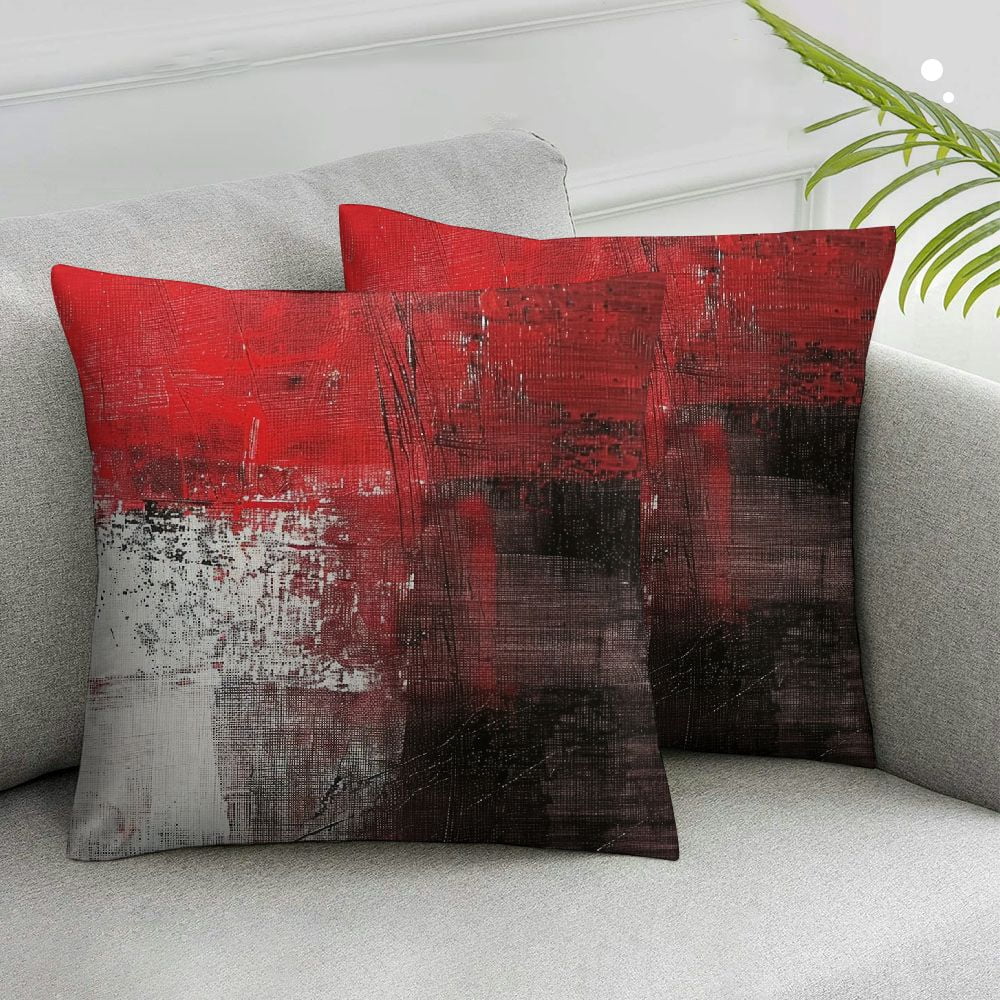 COMIO Red Black Throw Pillow Covers set of 2,Grunge Ombre Pillow Covers ...