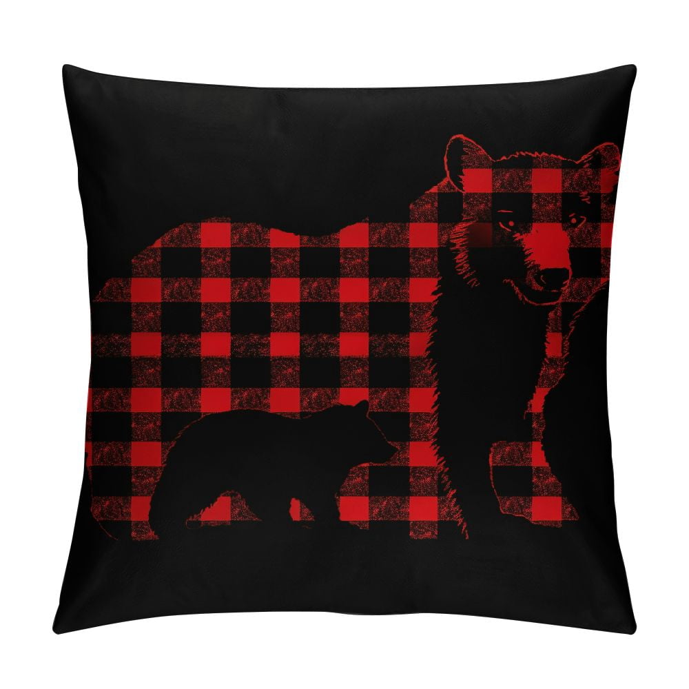 COMIO Red Buffalo Plaid Bear Pillow Cover, Farmhouse Pillow, Farmhouse ...