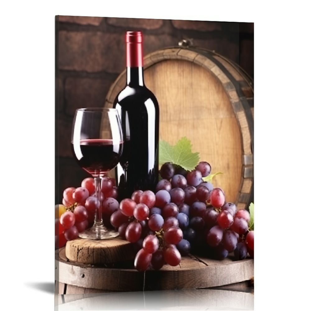 COMIO Red Grape Wine Wall Art Still Life Poster Fruit Goblet Canvas ...