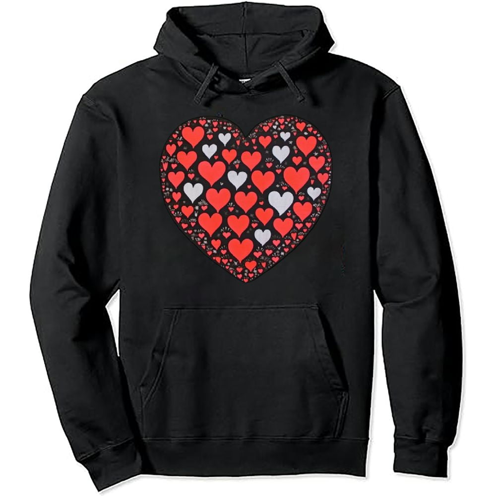 COMIO Red Hearts in a Heart Shape Valentine Design Pullover Hoodie ...