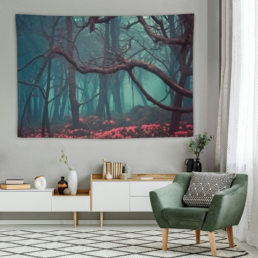 COMIO Red Nature Stranger Wall Tapestry, Green Forest Moonlight Mystic ...