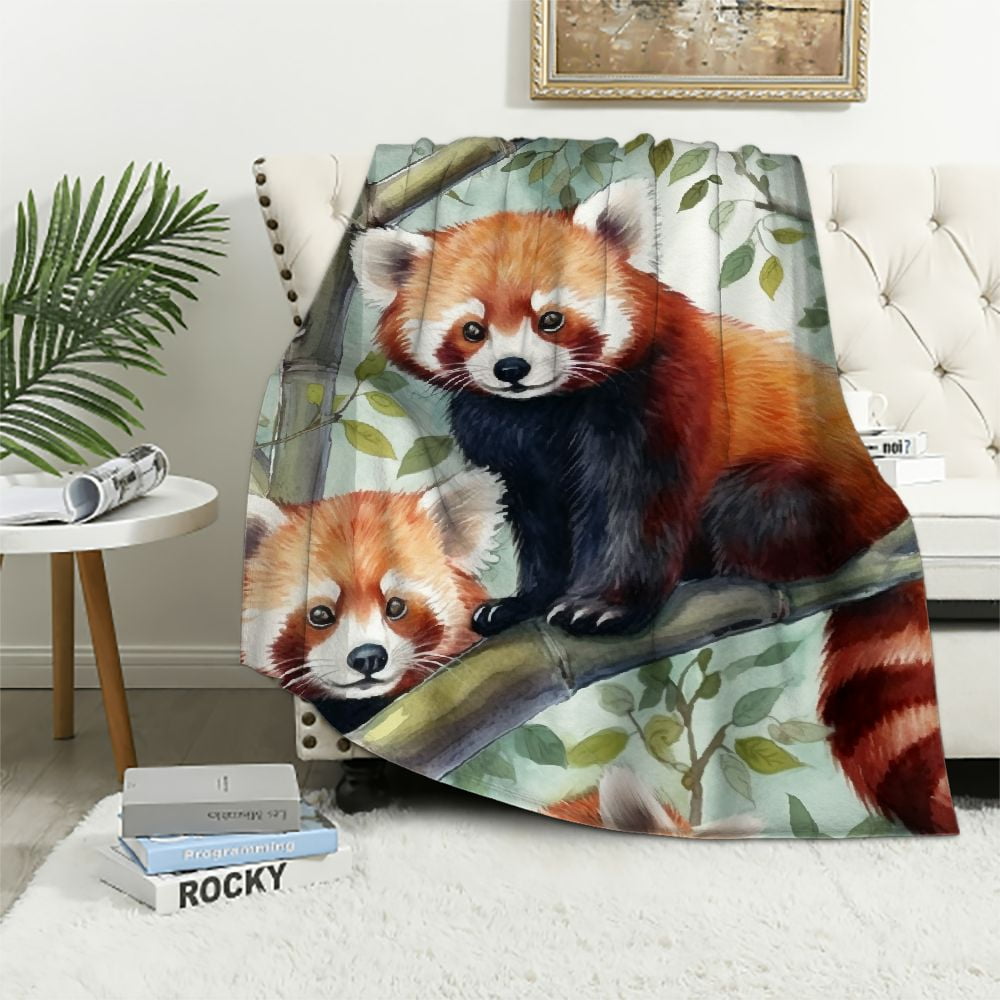QZHH Red Panda Blanket Soft Cozy Cute Wild Animal Red Panda Throw ...